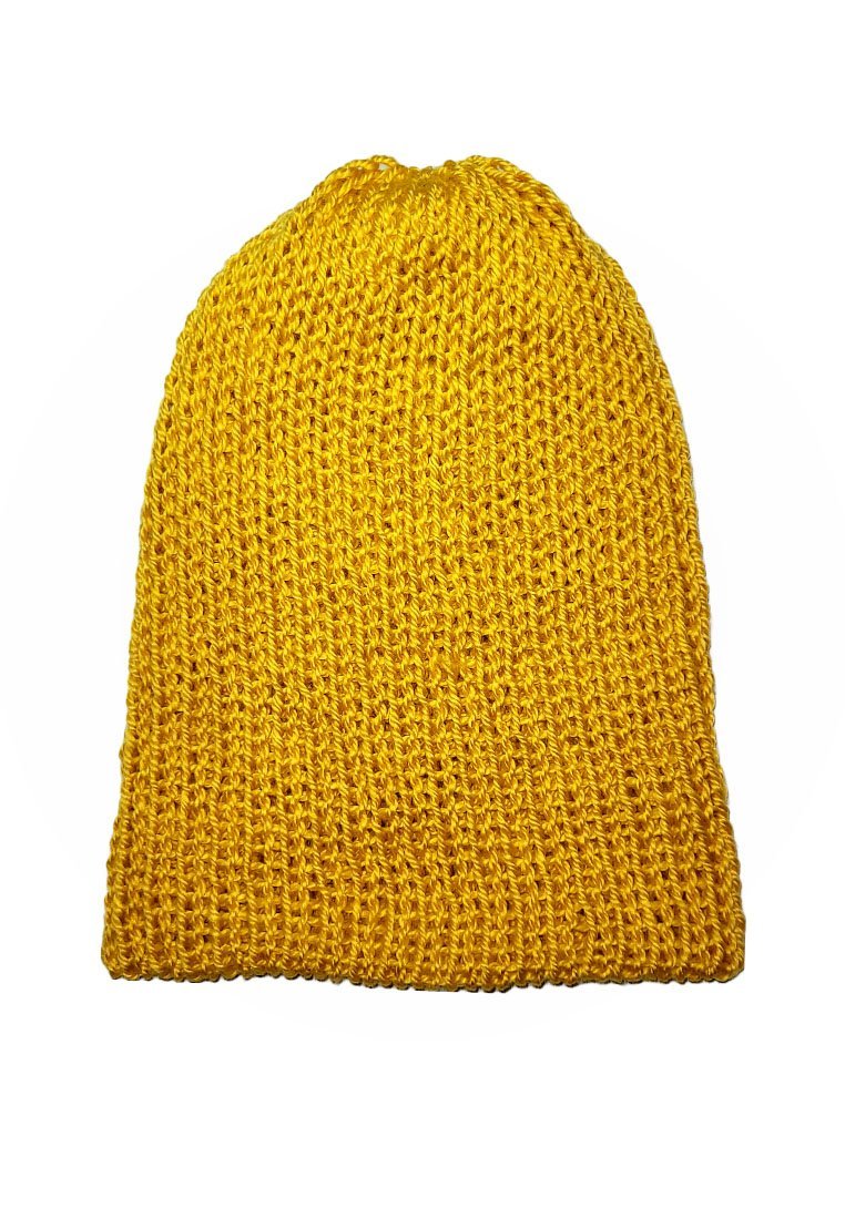 Gorro clásico doble tejidos a mano color amarillo oro - miguipil