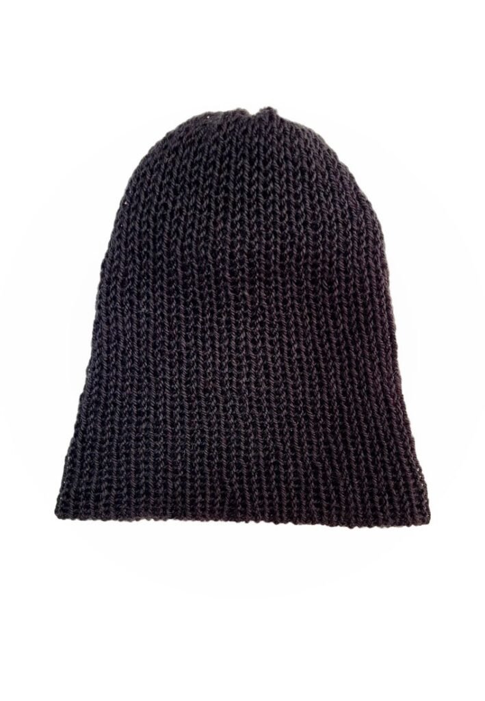 Gorro clásico doble tejidos a mano color negro - miguipil